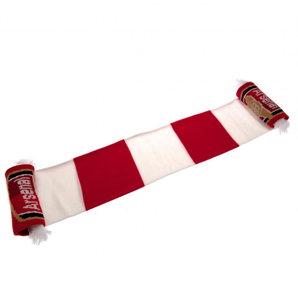 Arsenal FC Red & White Bar Stripe Jacquard Knit Scarf