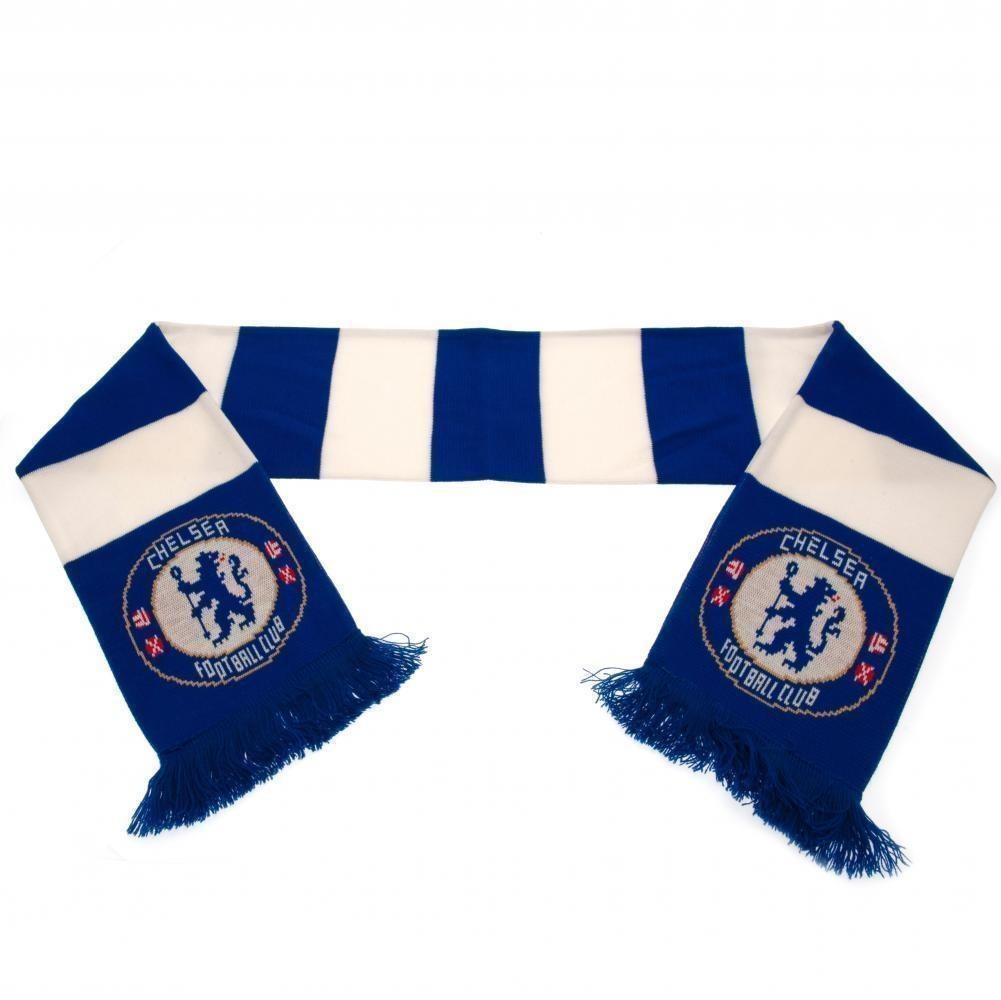 Chelsea FC Royal Blue & White Bar Stripe Jacquard Knit Scarf ...