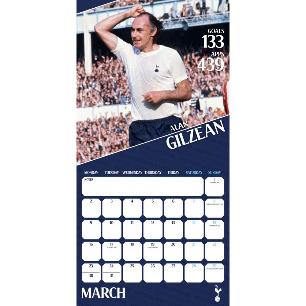 Tottenham Hotspur FC 2026 Legends Square Calendar | Footymania UK